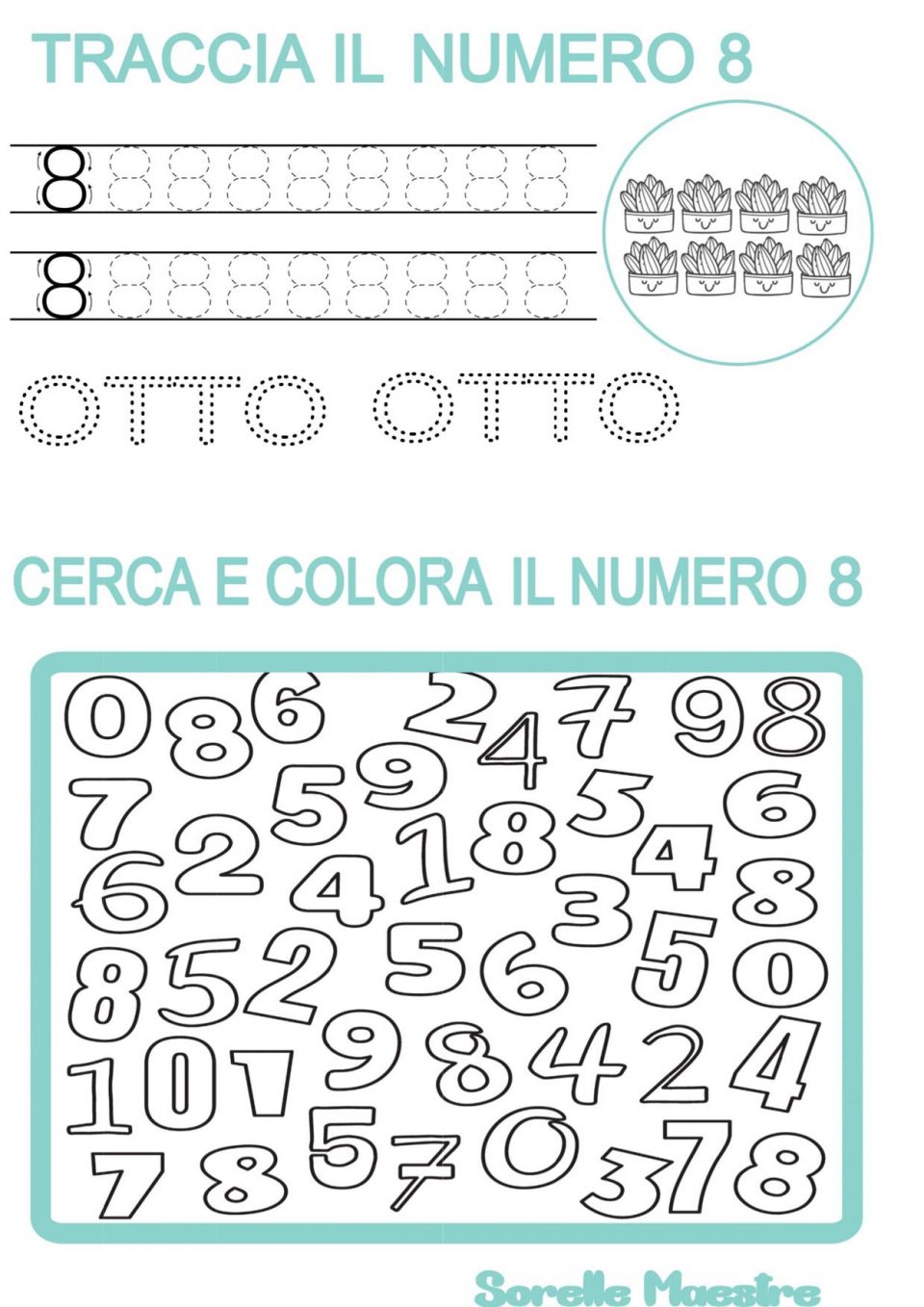 Colora, traccia e scrivi i numeri - SorelleMaestre scuola primaria