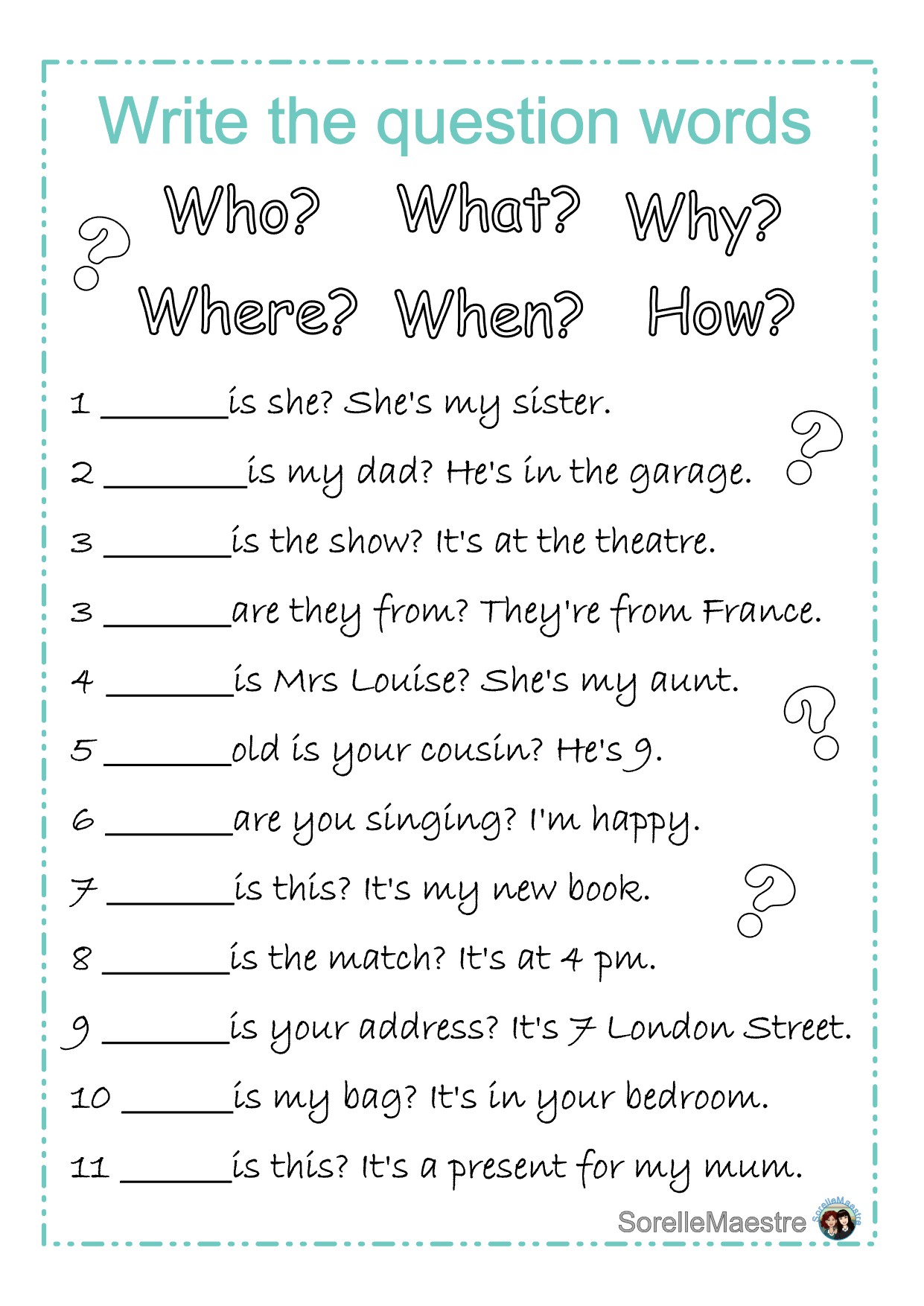 Question words (schede) - SorelleMaestre Question words (schede) - SorelleMaestre